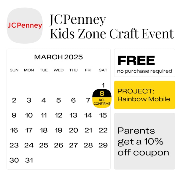 JCPenney Kids Zone Events 2025: Rainbow Mobile on March 8 - The Krazy ...