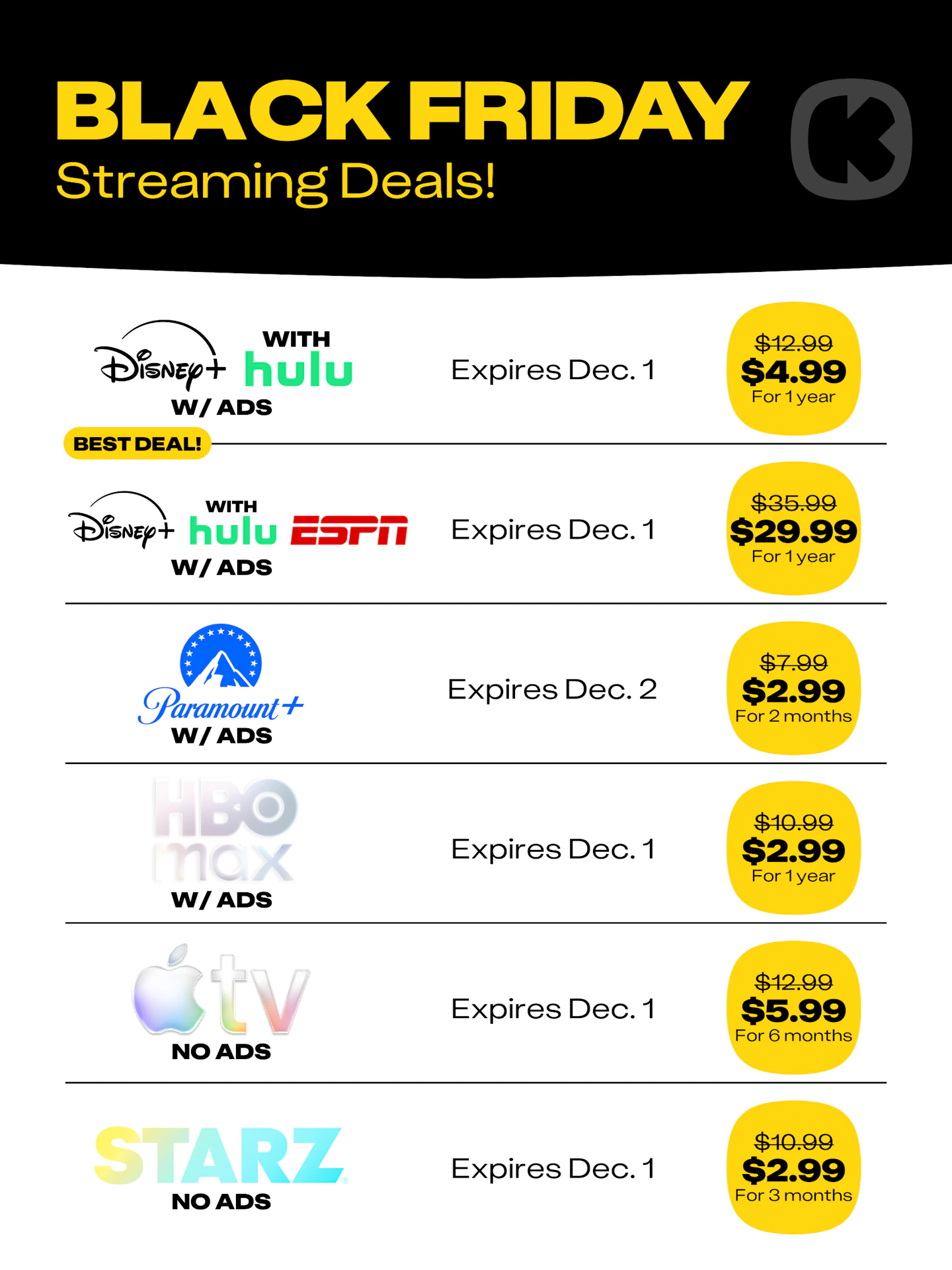 The Best Black Friday Streaming Deals For 2025 - The Krazy Coupon Lady