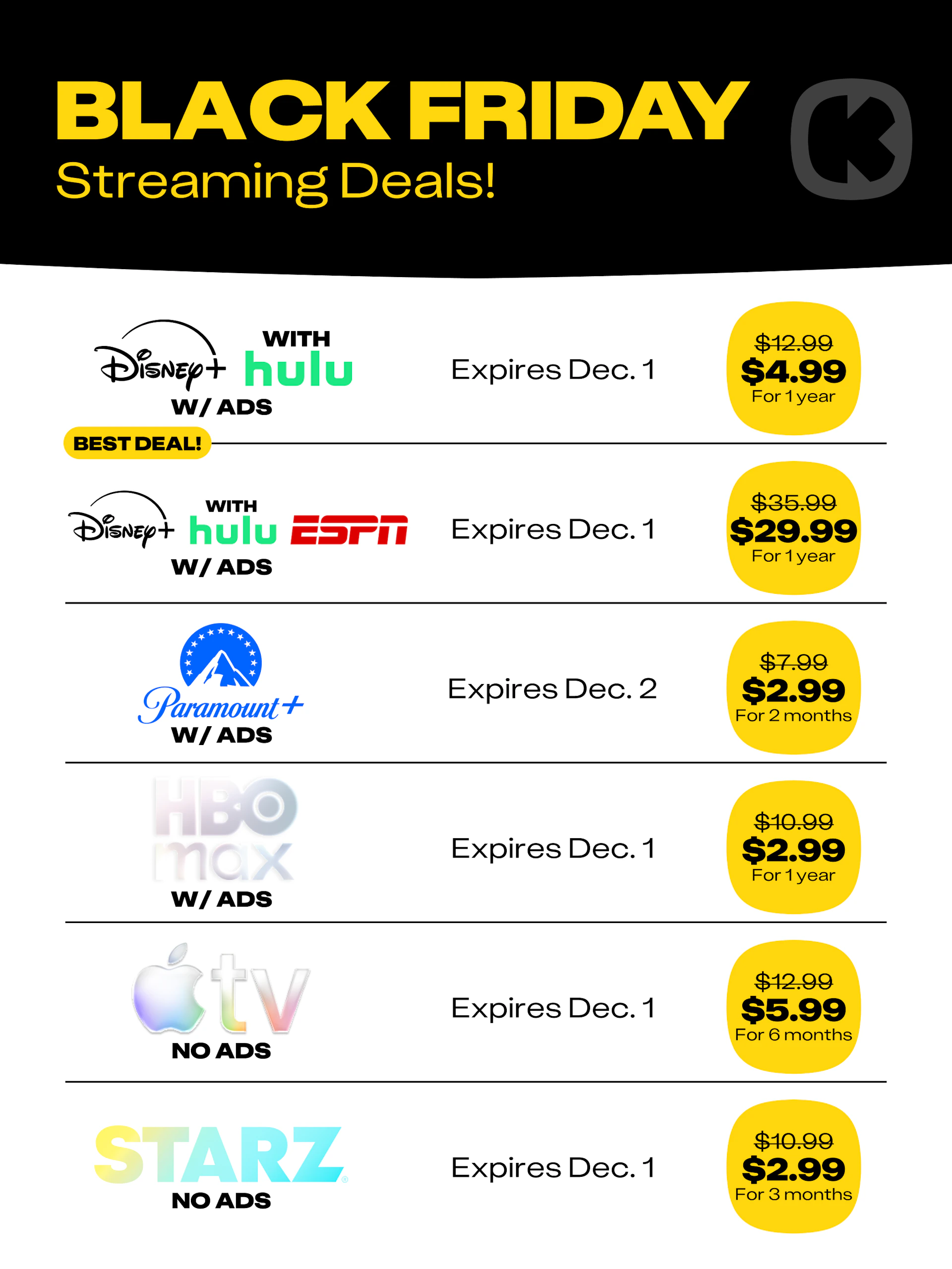 The Best Black Friday Streaming Deals For 2025 - The Krazy Coupon Lady