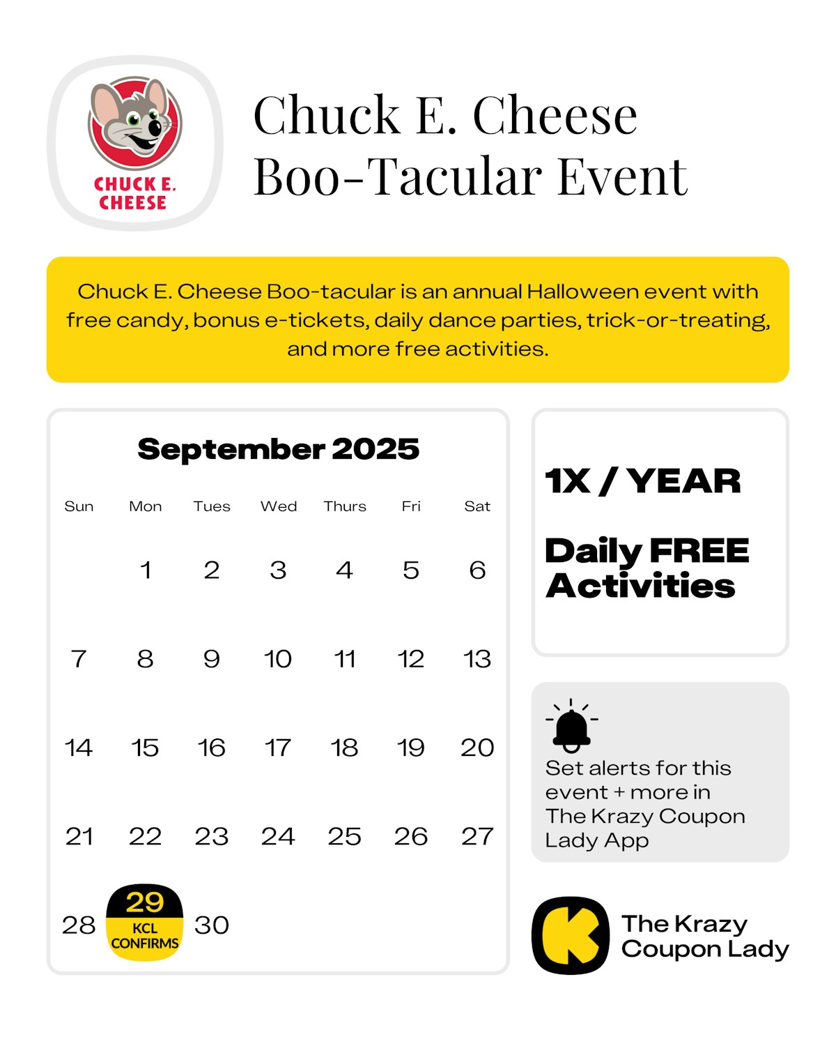 Chuck E. Cheese Boo-tacular Offers Free Nightly Events Through Oct. 31 ...