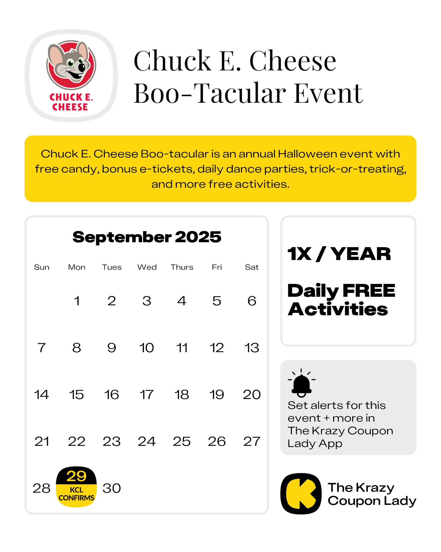 Chuck E. Cheese Boo-tacular Offers Free Nightly Events Through Oct. 31 ...