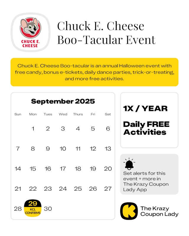 Chuck E. Cheese Boo-tacular Offers Free Nightly Events Through Oct. 31 ...