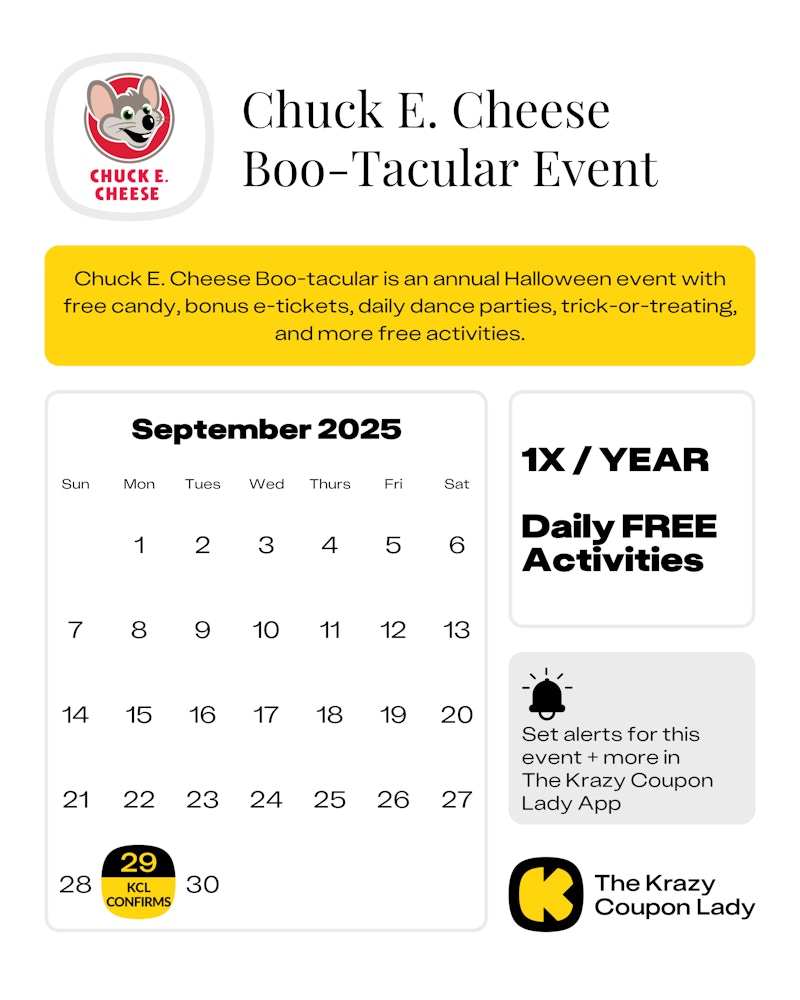 Chuck E. Cheese Boo-tacular Offers Free Nightly Events Through Oct. 31 ...