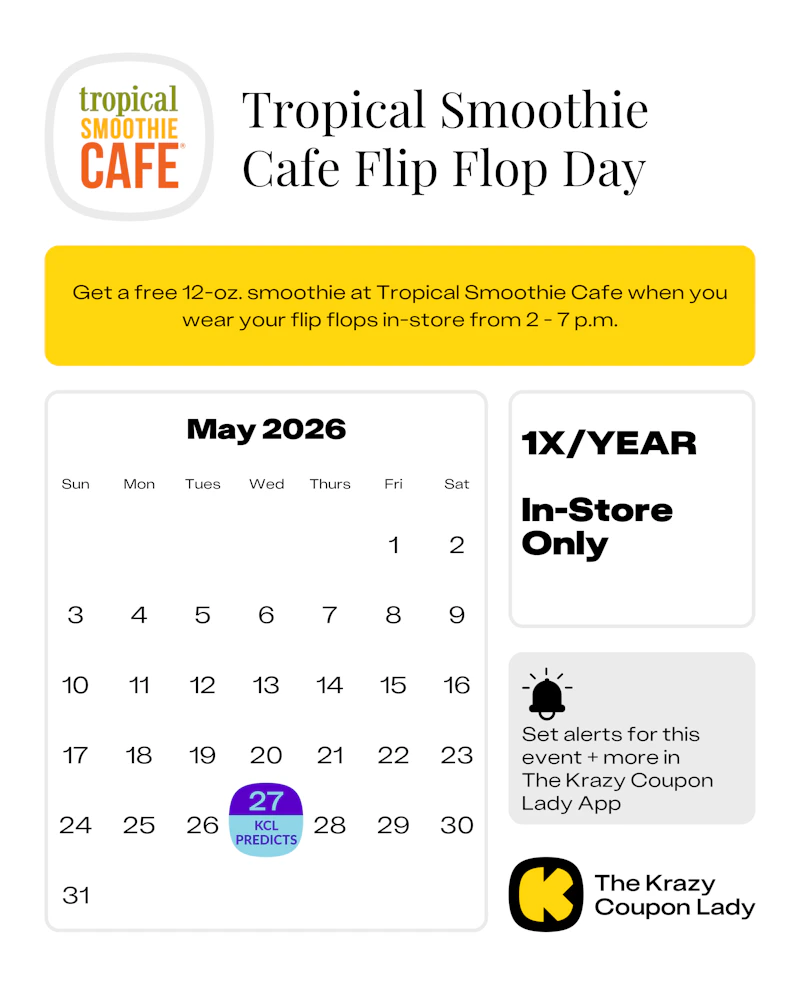 Tropical Smoothie Cafe Flip Flop Day — Get a Free 12-oz. Smoothie - The ...