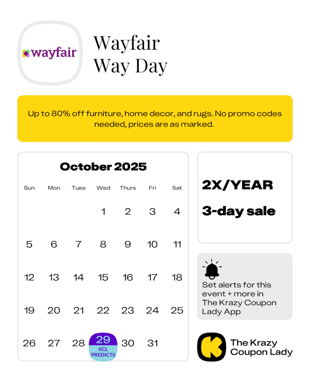 Wayfair Way Day 2025 Dates and Deals - The Krazy Coupon Lady
