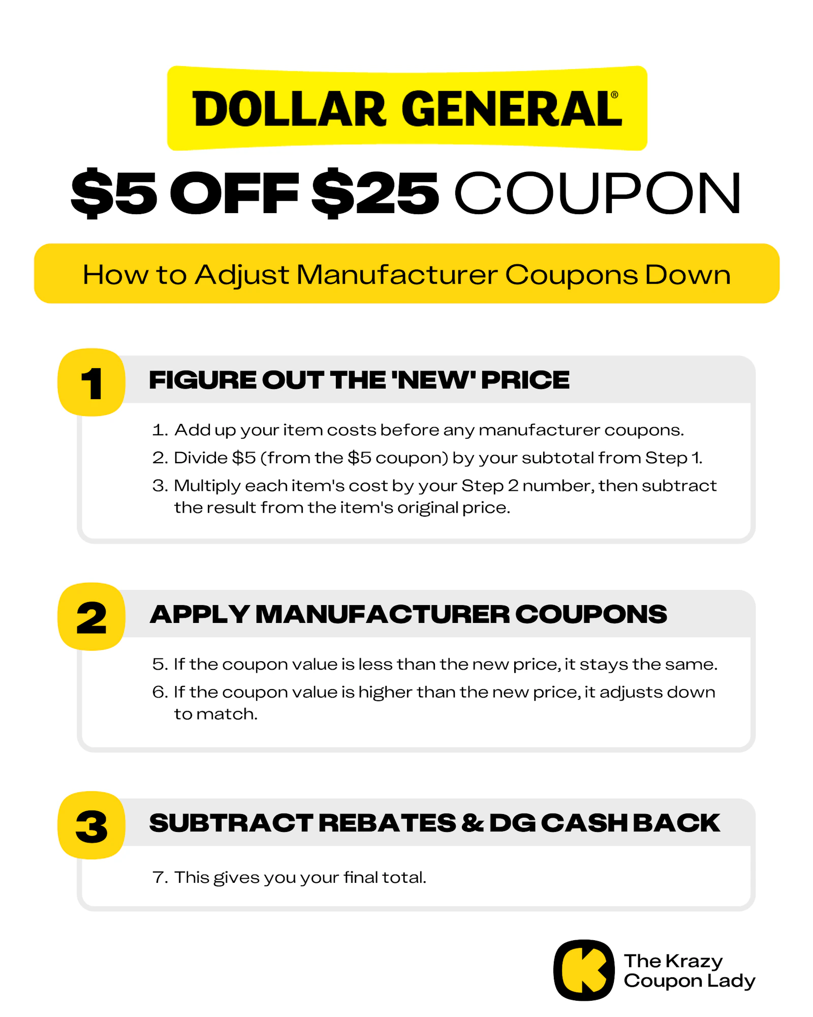 NEW Dollar General System: $5 Off $25 Coupon Math EXPLAINED - The Krazy ...