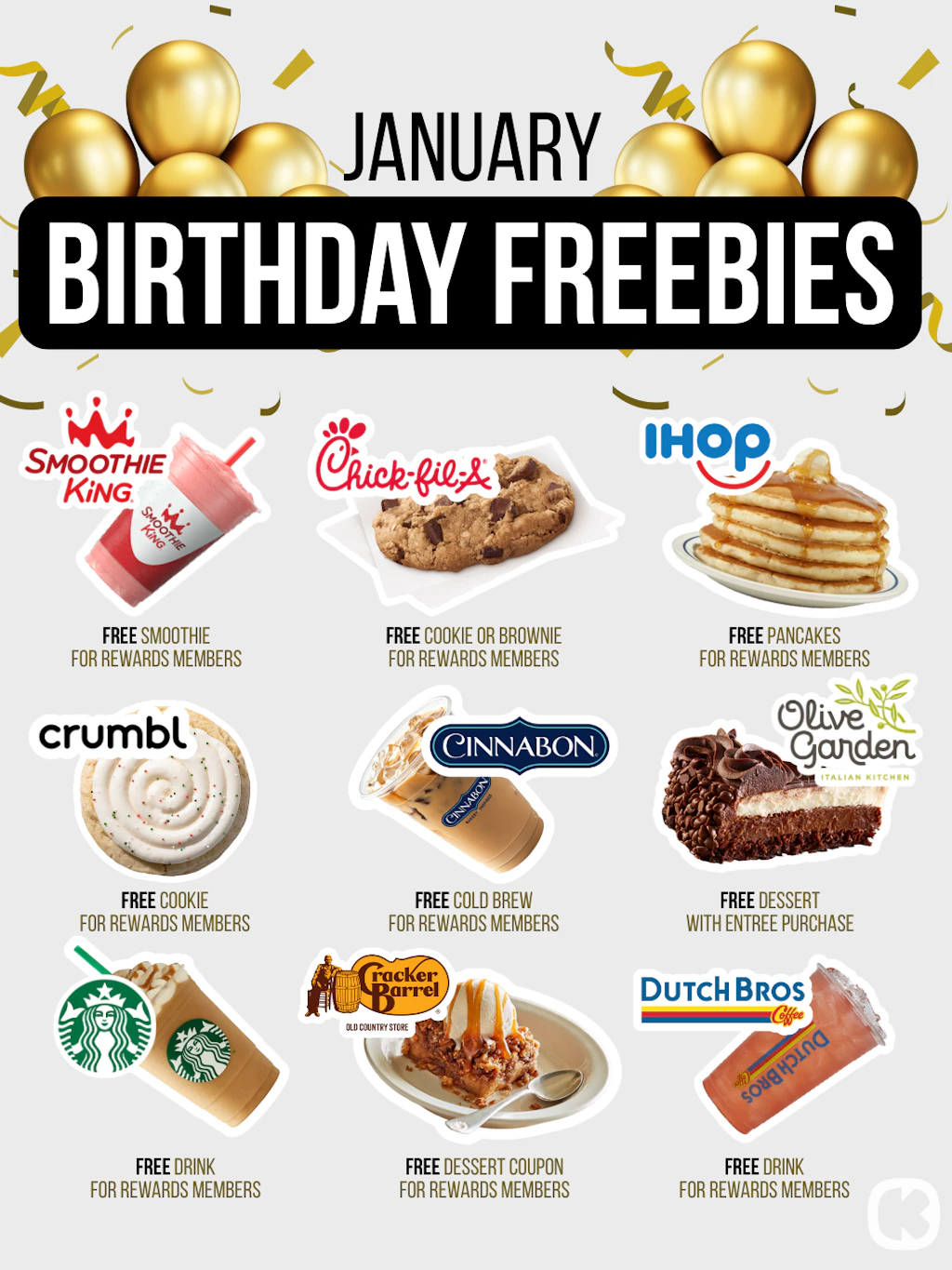 300+ Birthday Freebies & Discounts for 2026 — Krazy Coupon Lady - The ...