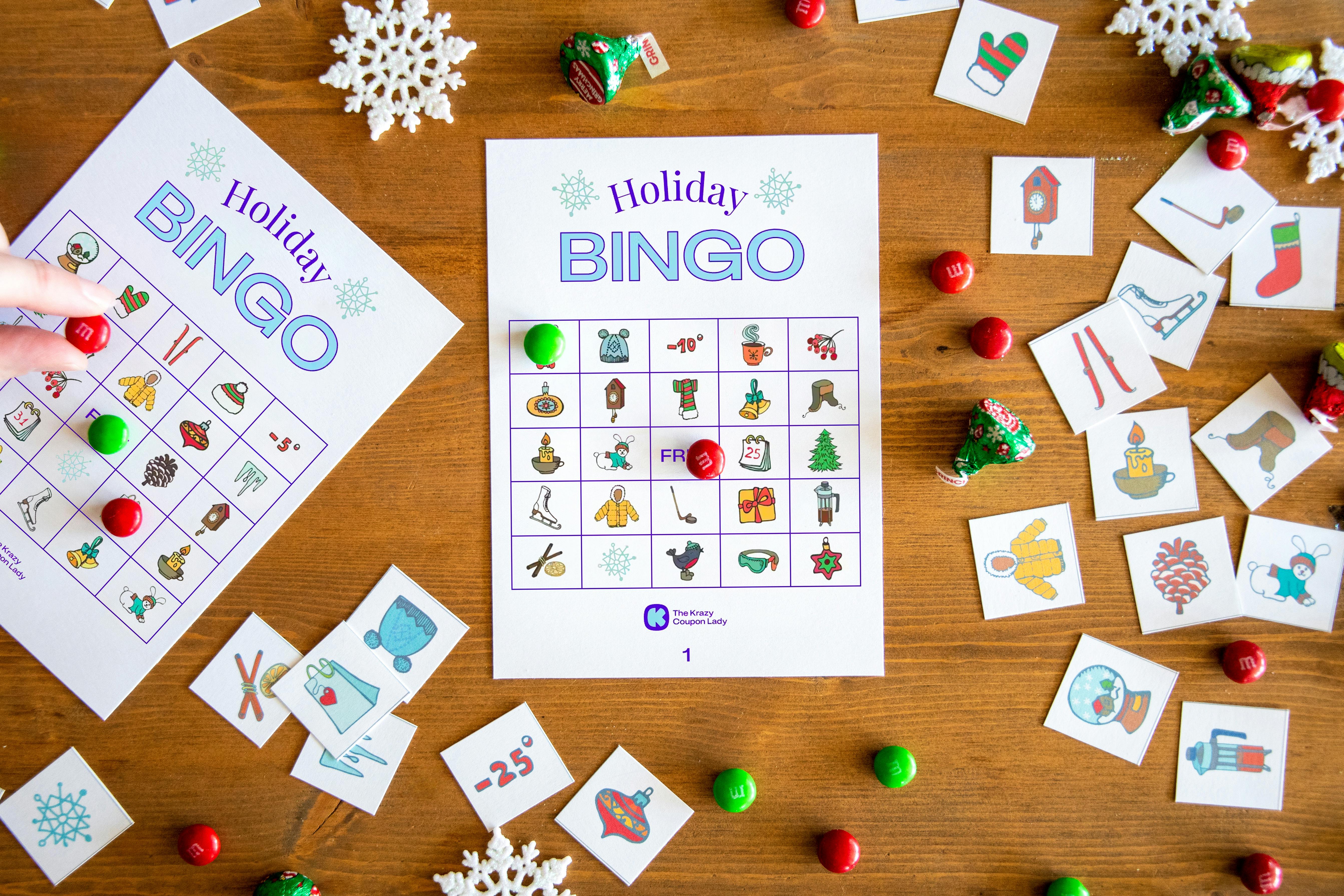 Christmas Bingo Game Cards Santa Claus And Snowman Bingo