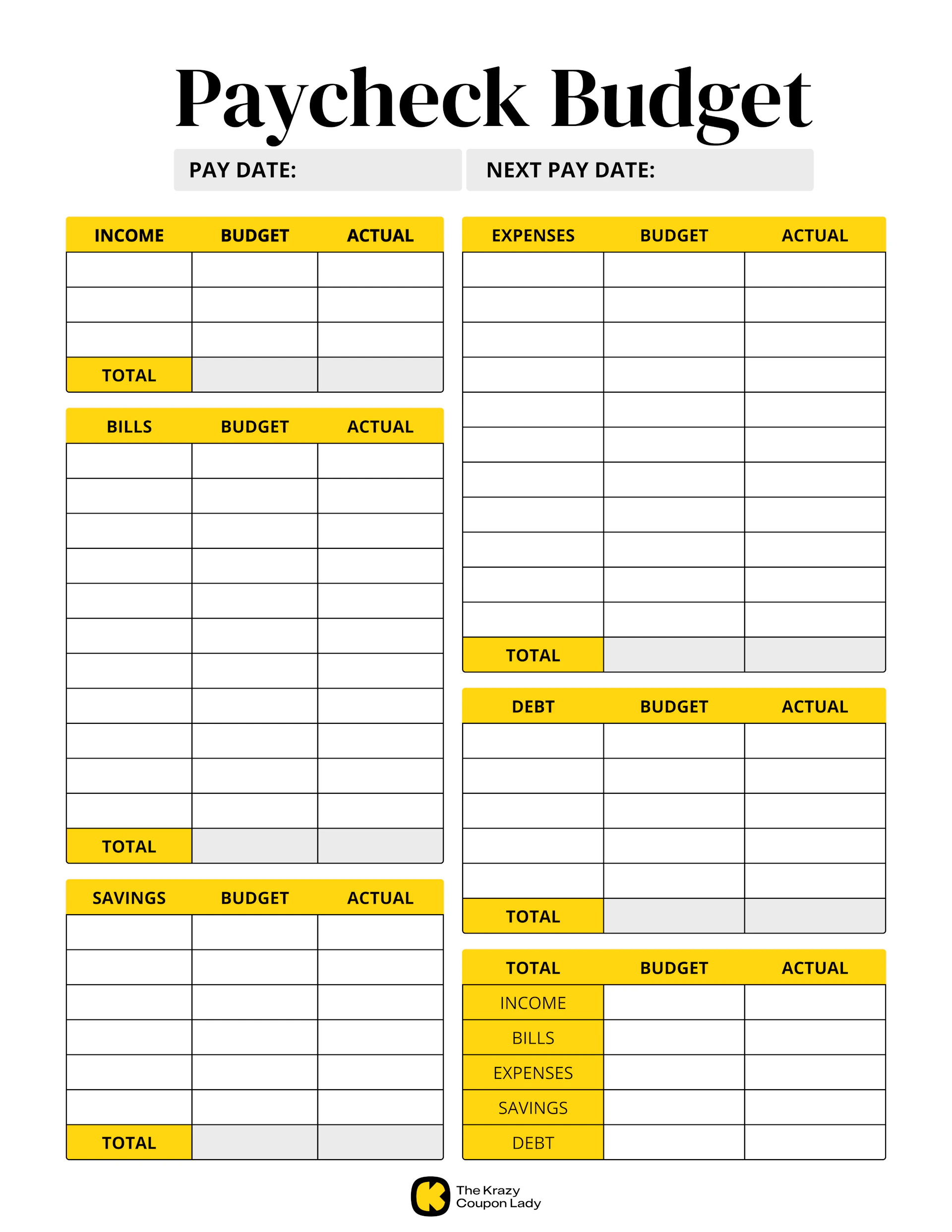 16 Free Budget Printables: Save More Money With a Budget - The Krazy ...