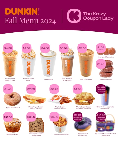 Dunkin' Fall Menu for 2024: PSL Returned on Aug. 28, Plus NEW Munchkin Buckets - The Krazy ...