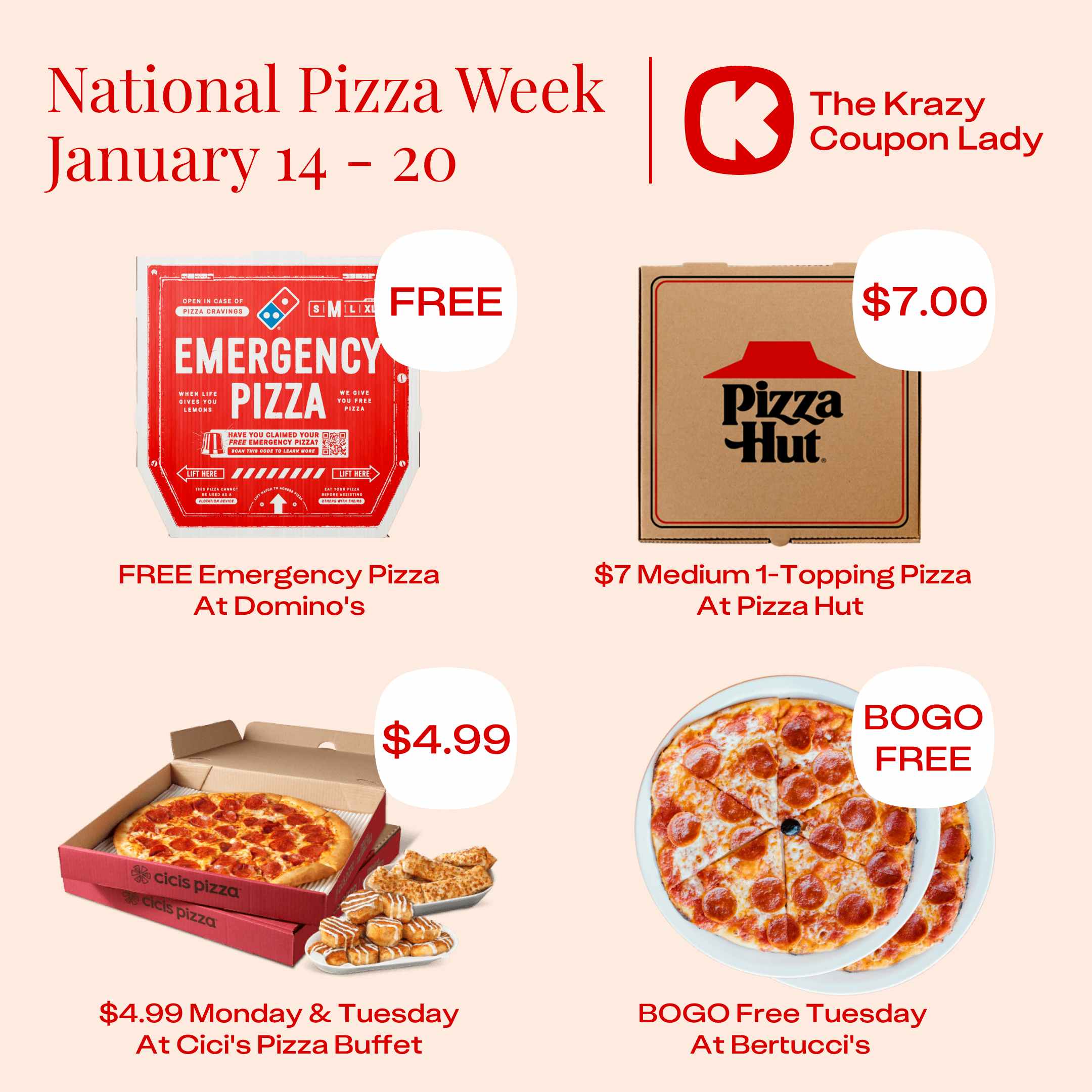 National Pizza Week Deals Are Here (Jan. 14 - 20) - The Krazy Coupon Lady