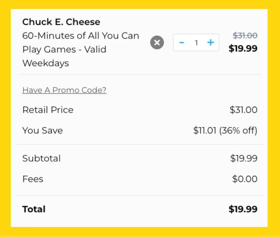 Unlimited Play for 60 Minutes at Chuck E. Cheese for $19.99 - The Krazy ...