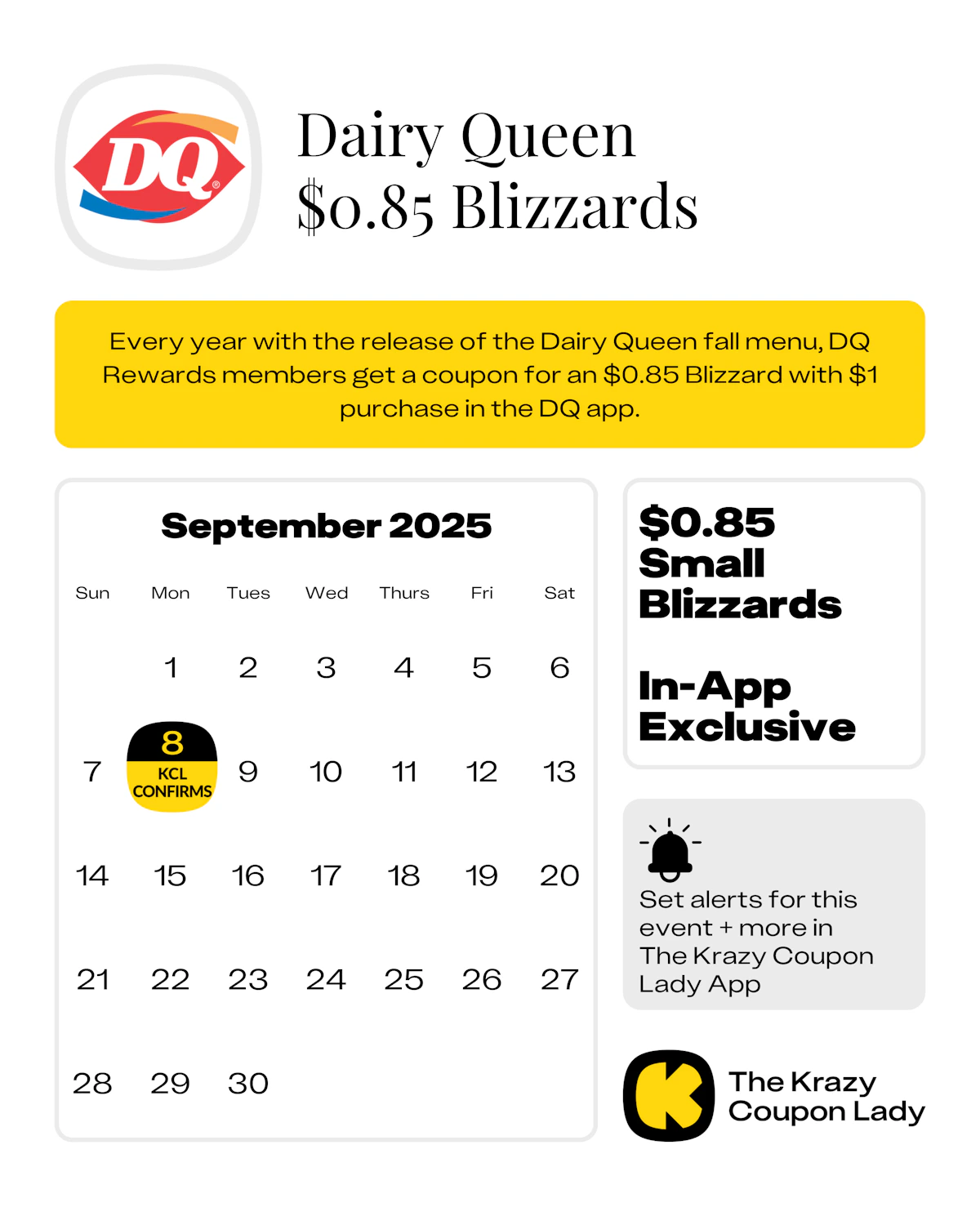 Dairy Queen $0.85 Blizzards Return Sept. 8 - 21, 2025 - The Krazy ...