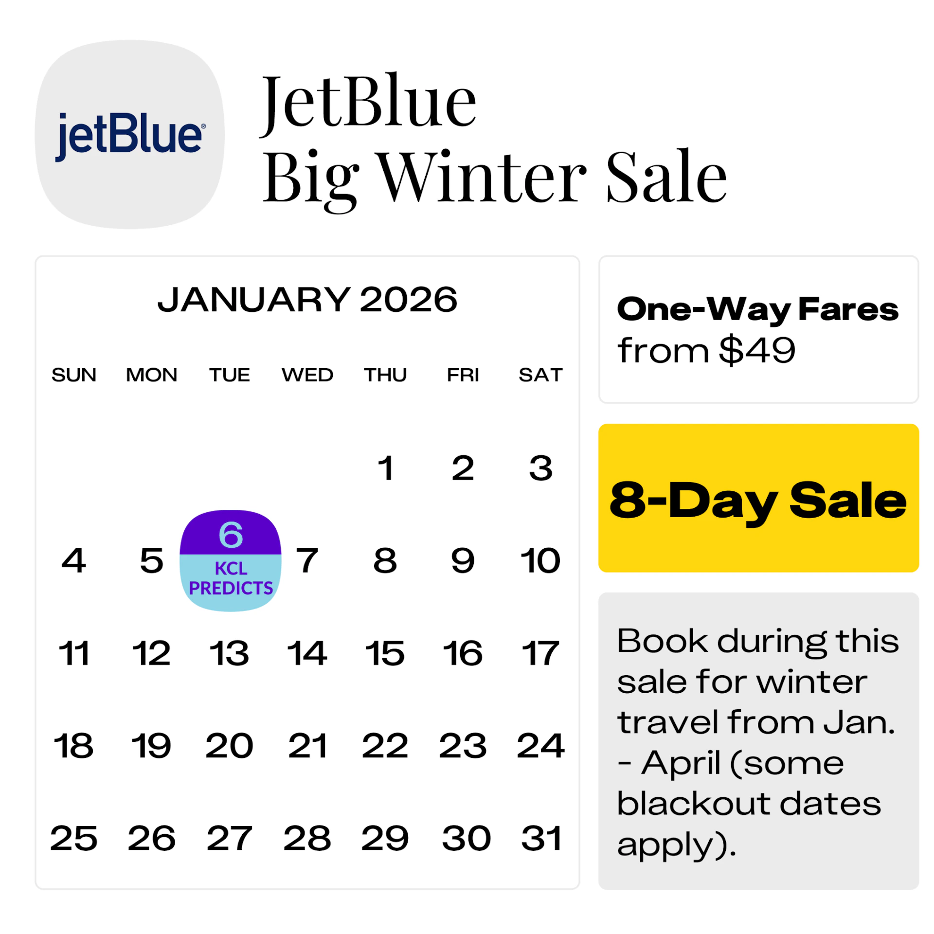 JetBlue Big Winter Sale — One-Way from $44, 2-Night Vacation Packages ...