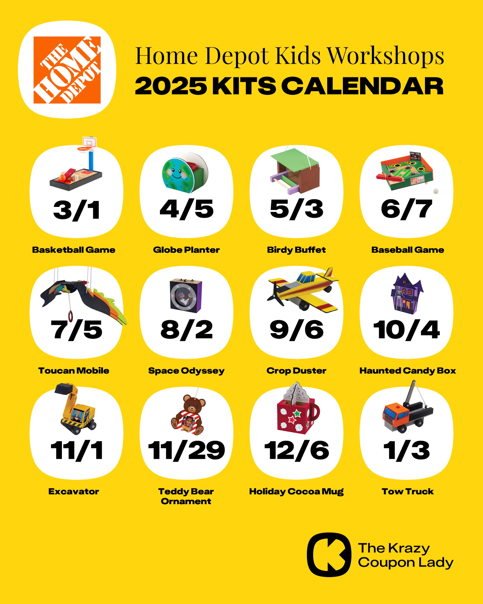 Home Depot Kids Workshop 2025 Schedule: FREE Project on Nov. 1 + Full ...