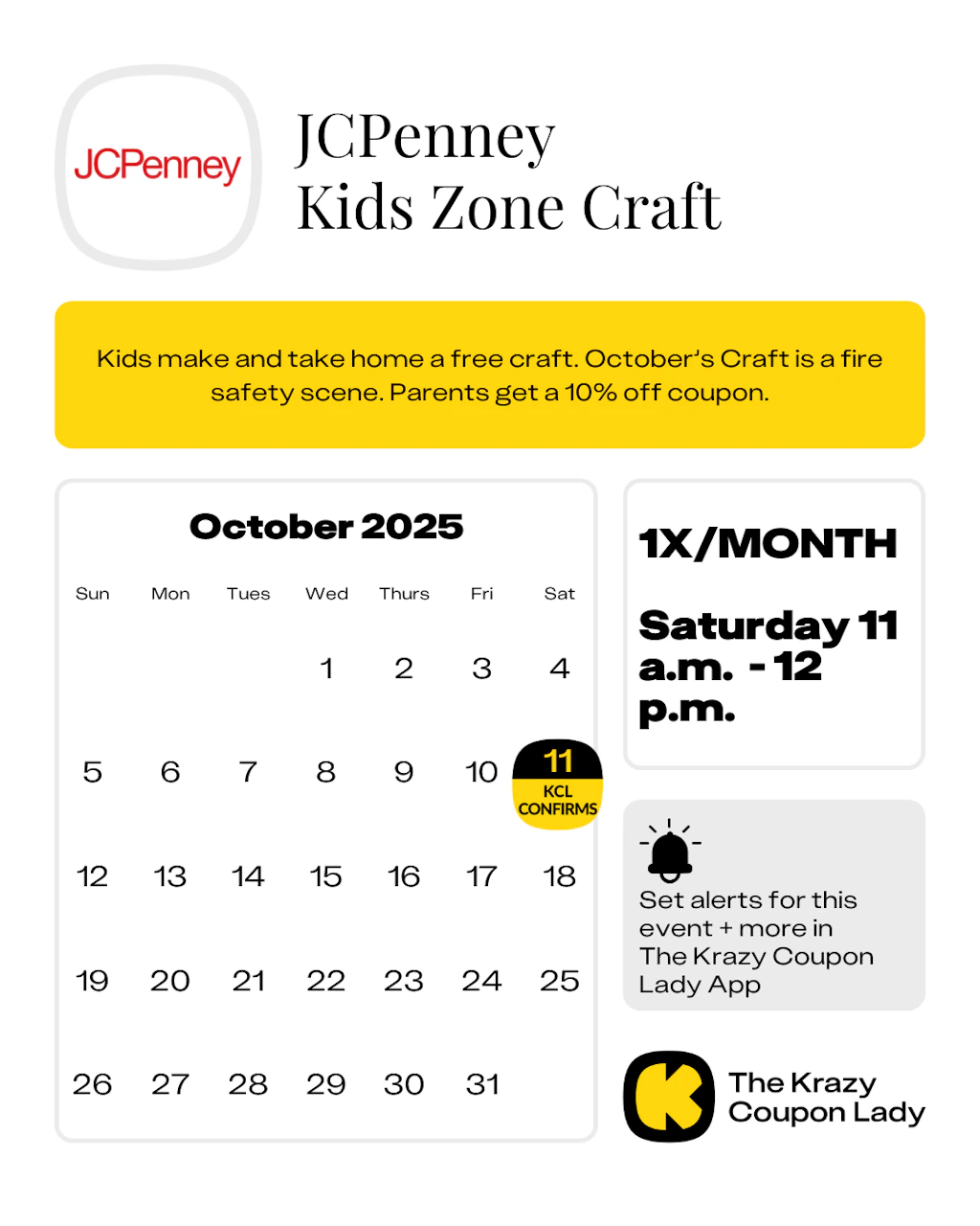 JCPenney Kids Zone Events 2025: Oct. 11 Make a Fire Safety Scene - The ...