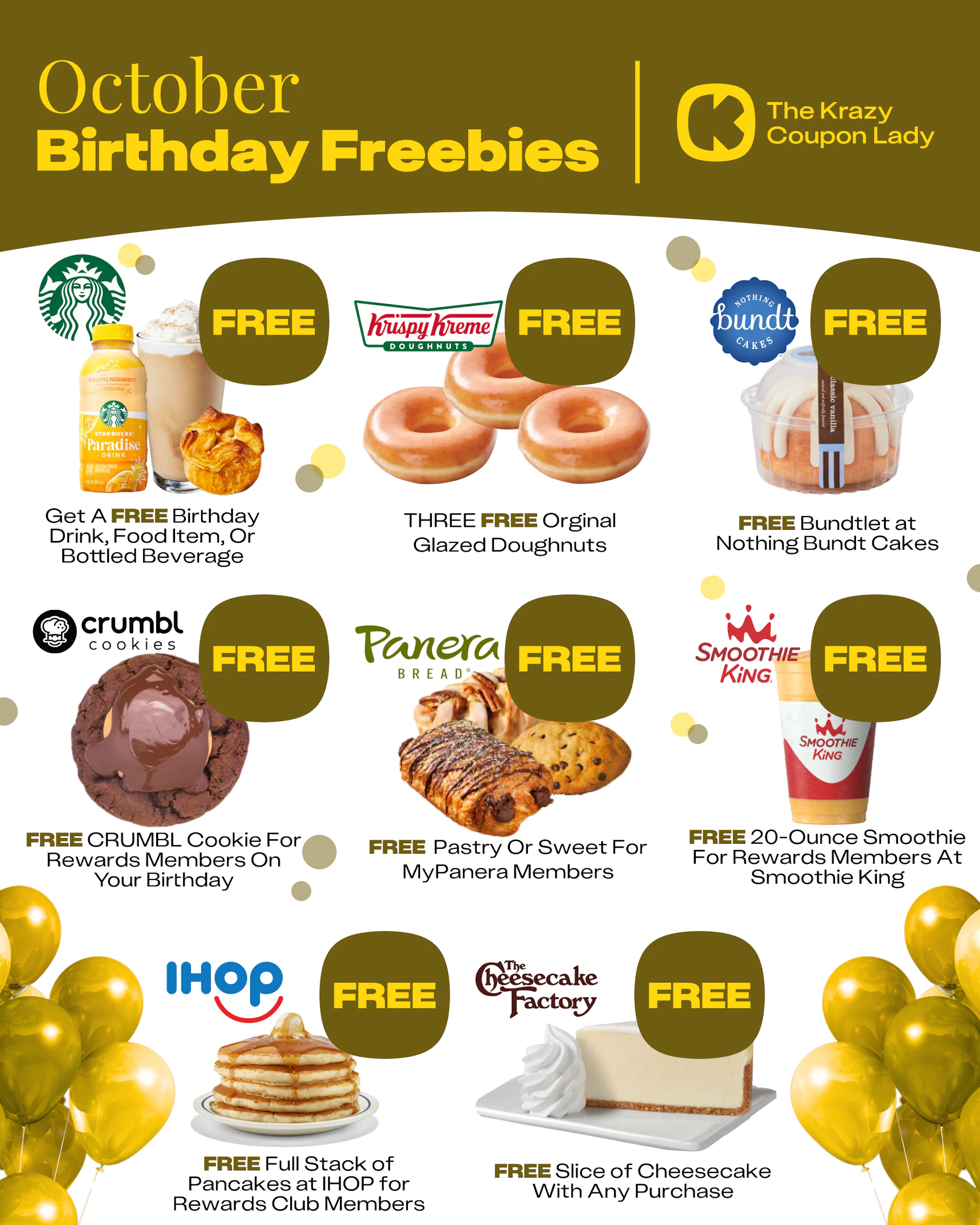 300+ Birthday Freebies & Discounts for 2025 — Krazy Coupon Lady - The ...
