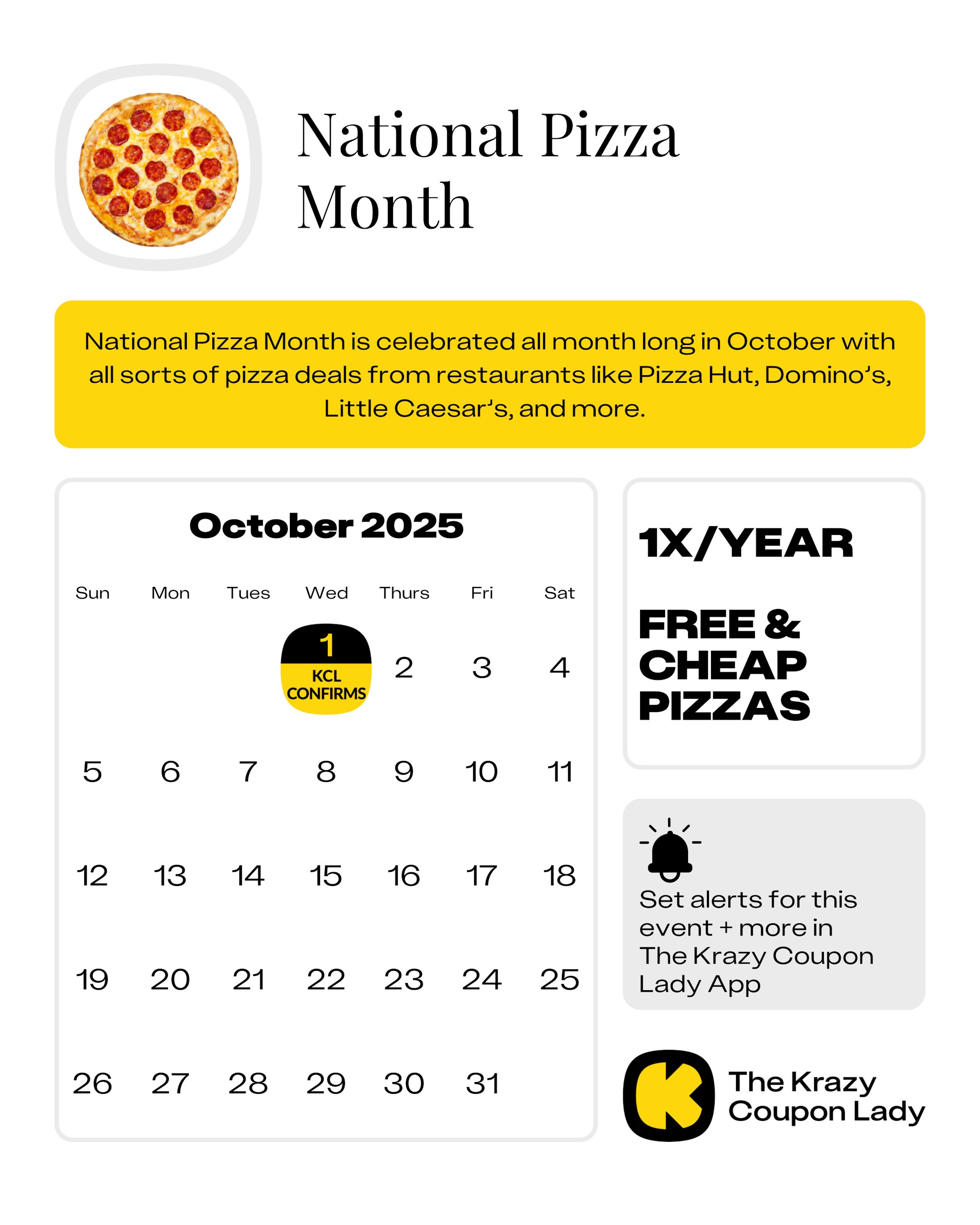 October Is National Pizza Month! Here Are the Best Deals - The Krazy ...