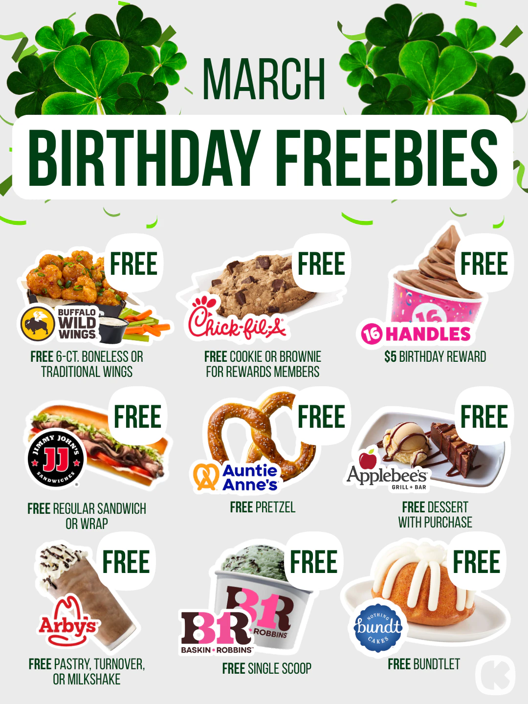 300+ Birthday Freebies & Discounts for 2026 — Krazy Coupon Lady - The ...