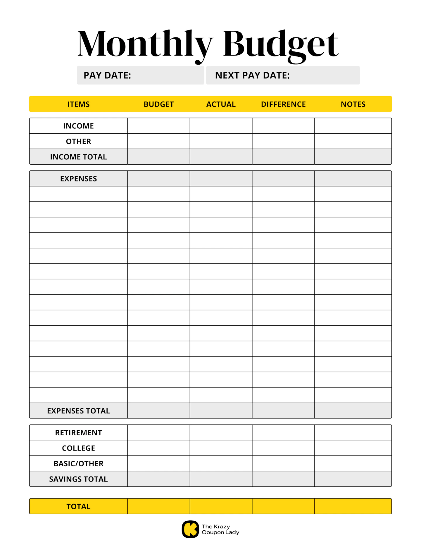 16 Free Budget Printables: Save More Money With a Budget - The Krazy ...