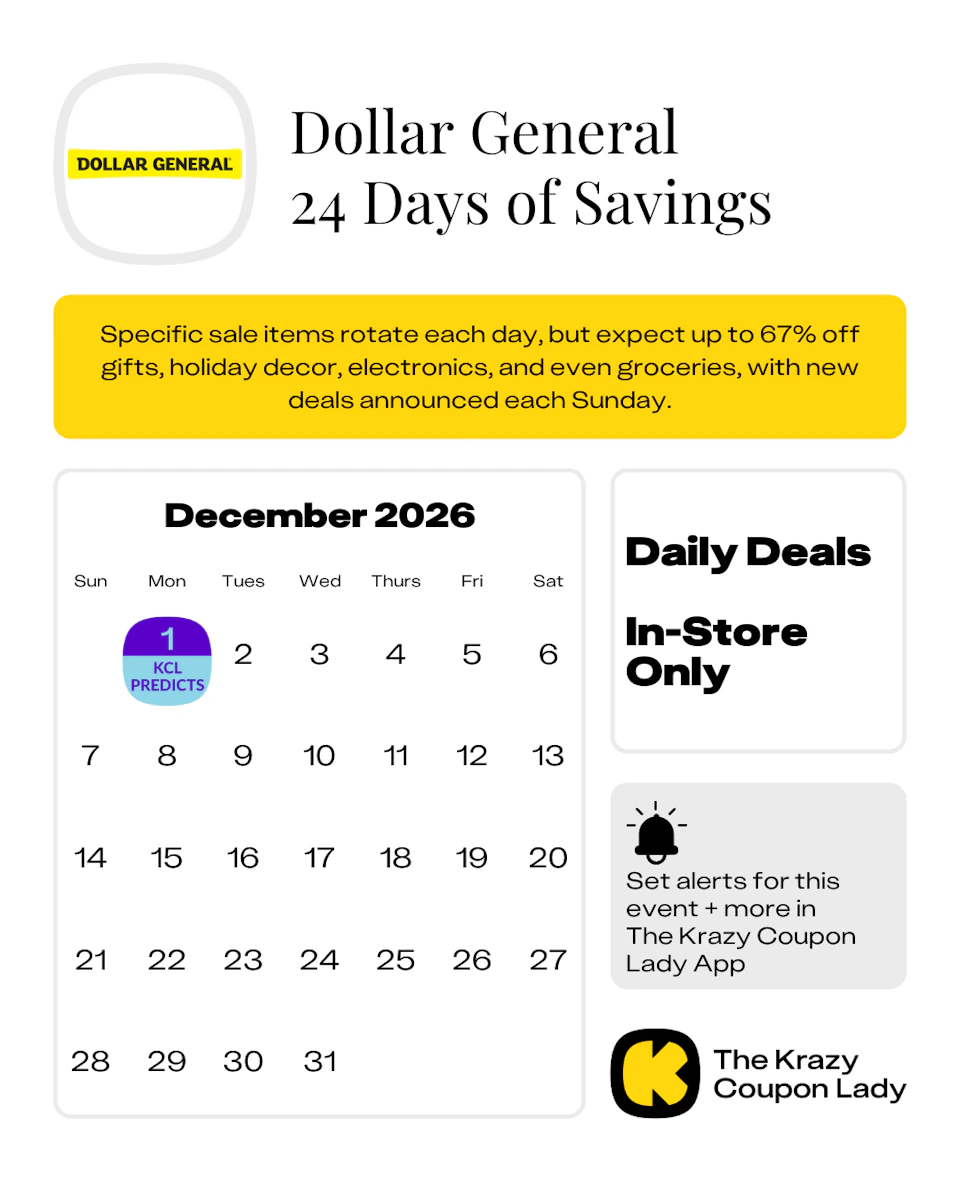 Dollar General 24 Days of Savings: Save 50% - 67% - The Krazy Coupon Lady