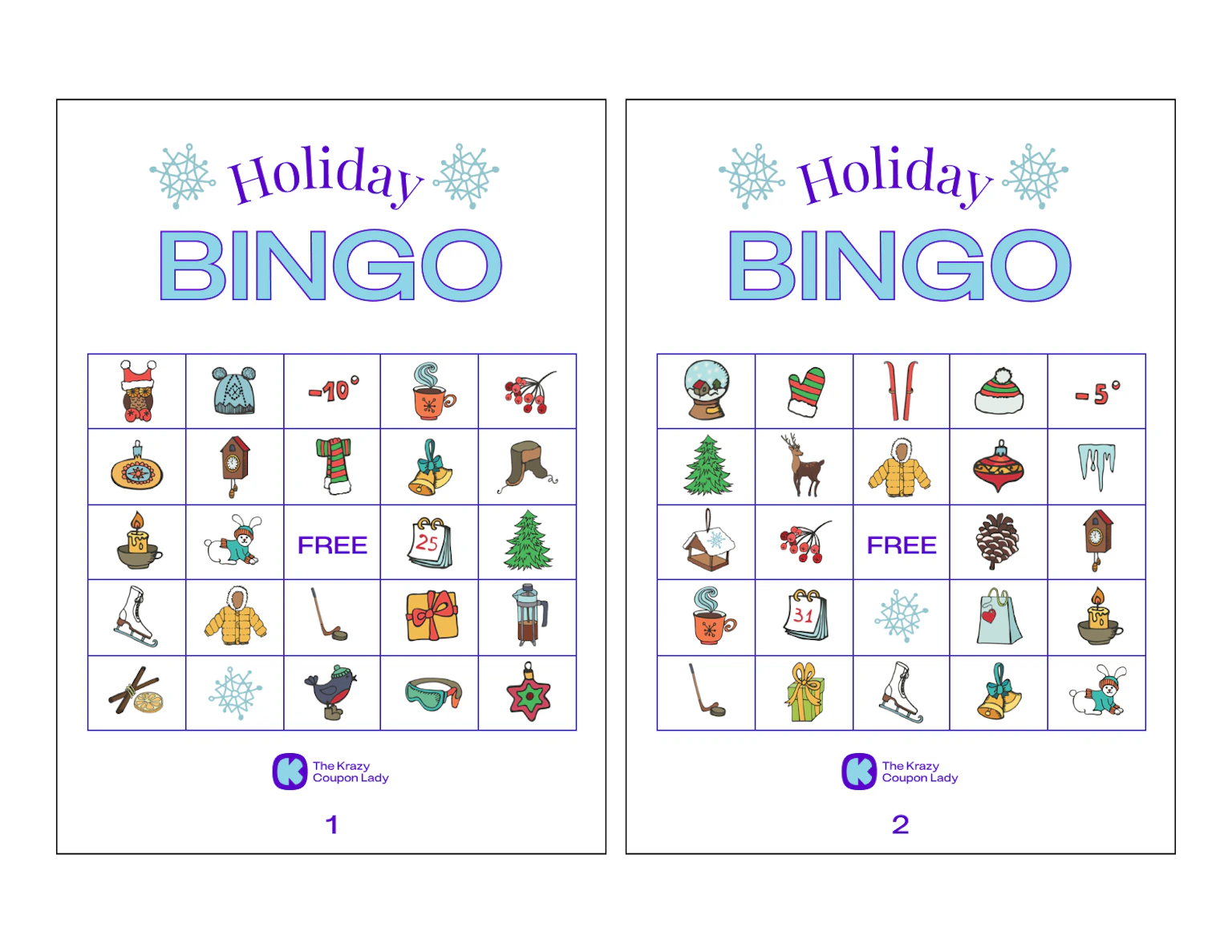 Free Christmas Bingo Cards to Print and Play - The Krazy Coupon Lady